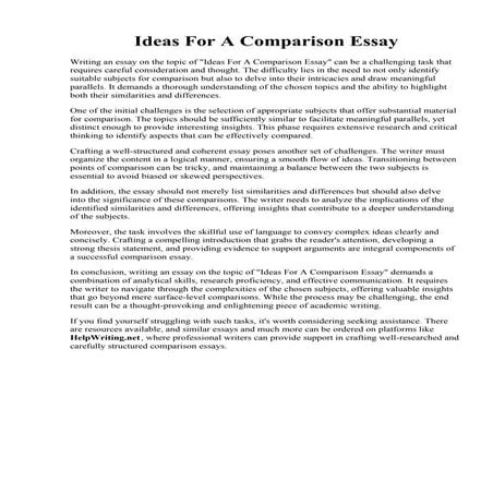 Ideas For A Comparison Essay | PDF