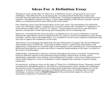 Ideas For A Definition Essay.pdf