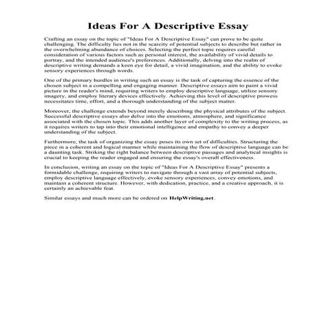 Ideas For A Descriptive Essay. Pictures To Help With Descriptive ...