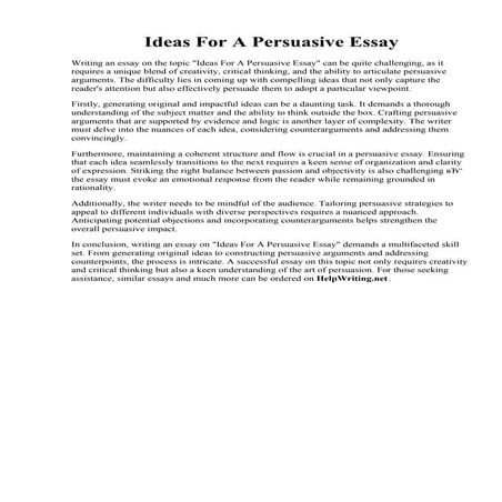 Ideas For A Persuasive Essay.pdf