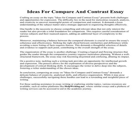 Ideas For Compare And Contrast Essay.pdf