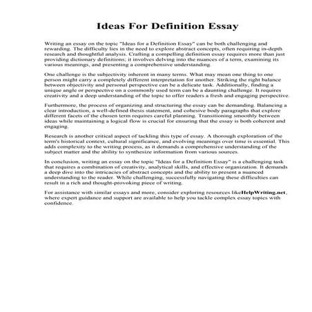 Outline For Definition Essay | PDF