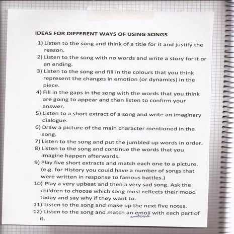 Ideas for different ways of using songs | PDF