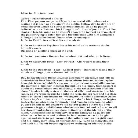 Ideas For Film Treatment Final | DOCX