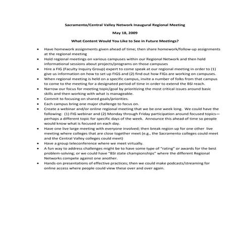 Ideas For Future Meetings | PDF