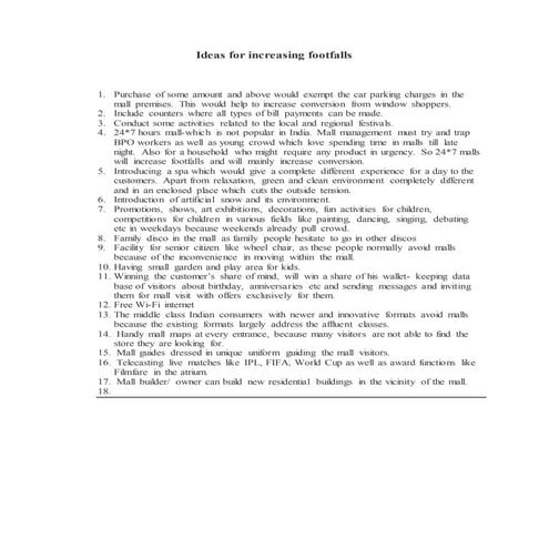Ideas for increasing footfalls | DOCX