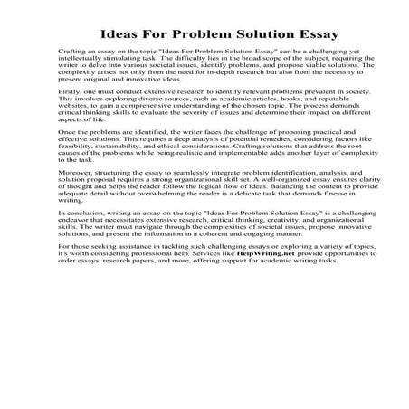 Ideas For Problem Solution Essay.pdf | Zoos & Aquariums | Attractions