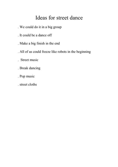 Ideas for dance | PDF