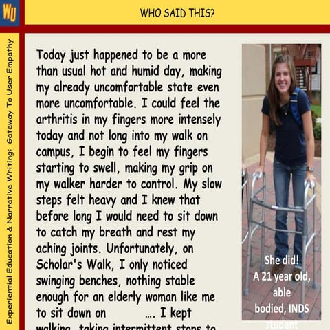 Experiential Education & Narrative Writing: Gateway To User Empathy | PPTX