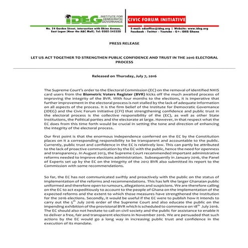 Ideg cfi pr-ec_court press release 2016 | PDF | Civic affairs | Politics