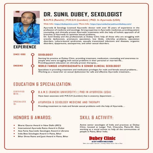 An Identical Best Sexologist in Patna, Bihar | Dr. Sunil Dubey, Gold Medalist | PDF