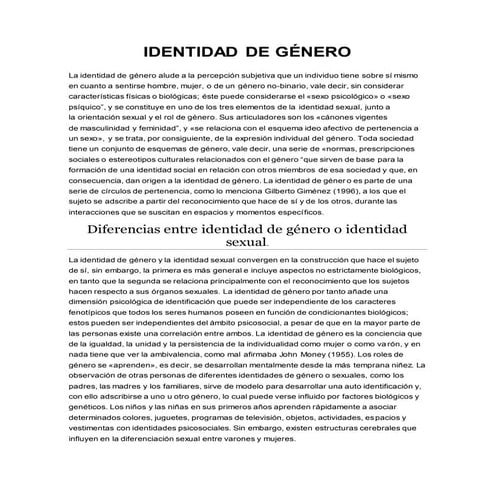 Teorias sobre identidad de genero | PDF