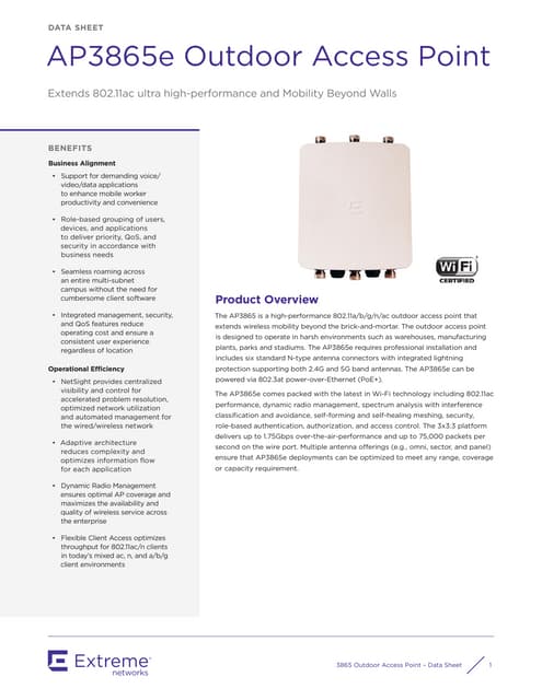 Aerohive AP390 802.11ac Wireless Access Point | PDF | Computer Networking | Computing