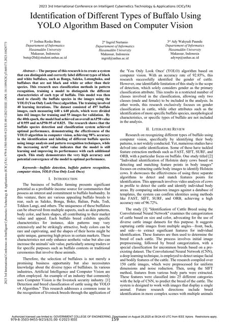 Paper Presentation on CATTLE BREED DETECTION AND CATEGORIZATION USING IMAGE PROCESSING AND ...