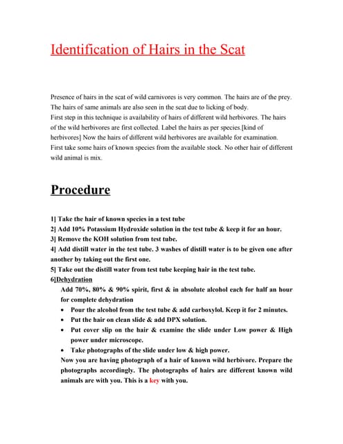 Identification of hairs | DOC
