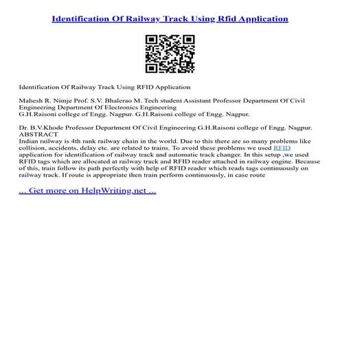 Identification Of Railway Track Using Rfid Application | PDF