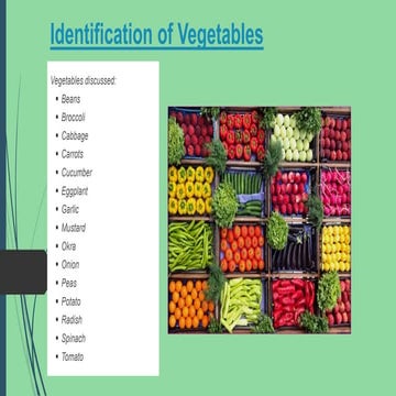 Identification of vegetable crops in Horticulture | PPTX