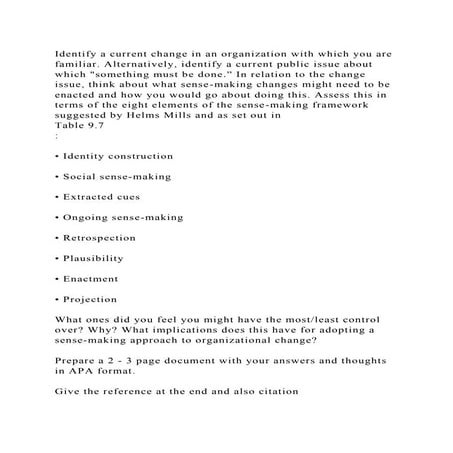 Identify a current change in an organization with which you are fami | PDF