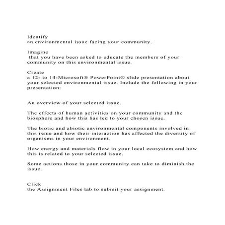 Identify an environmental issue facing your community.Imag.docx