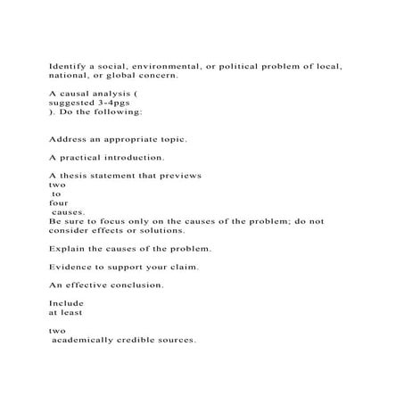 Identify a social, environmental, or political problem of local,.docx