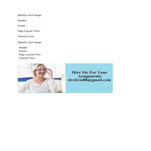 Identify each image- Header Footer Page Layout View Normal View.pdf