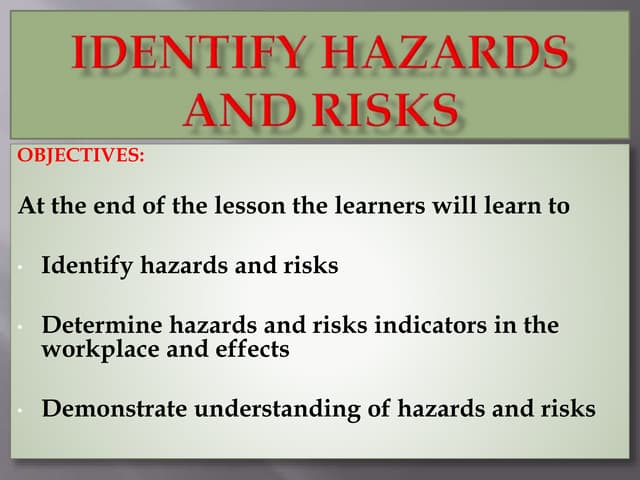Hazards and risks in the workplace | PPTX