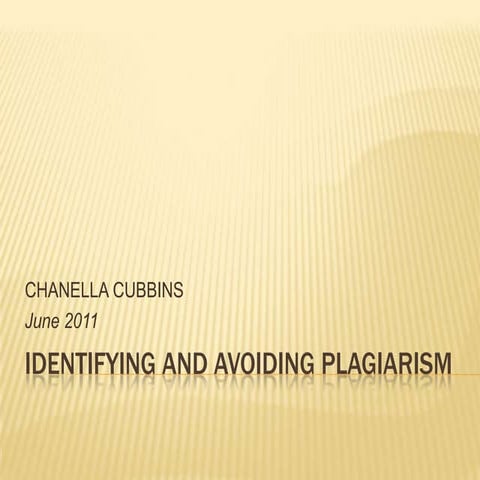 Identifying and avoiding plagiarism | PPTX