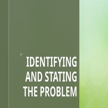 Identifying the Inquiry and Stating the Problem | PPTX