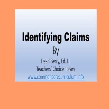 Dean R Berry Identifying Claims | PPTX | Political Issues & policy ...