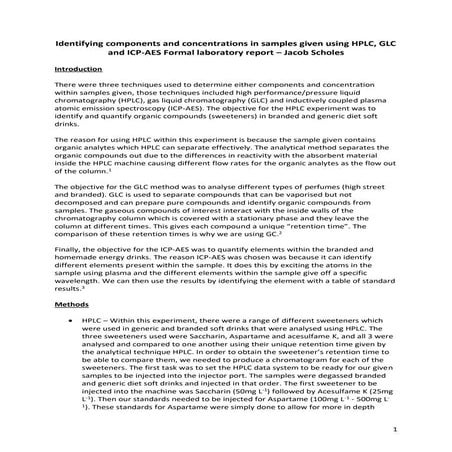 Identifying components and concentrations in samples given using hplc | PDF | Chemistry | Science