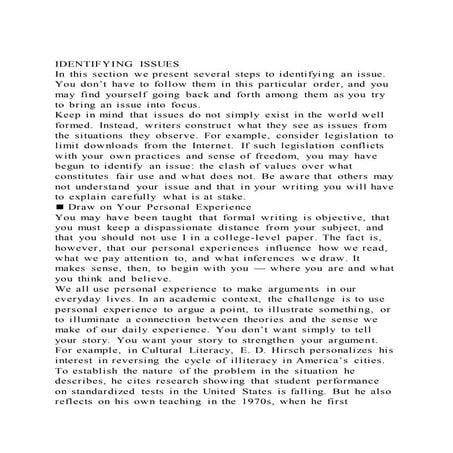 IDENTIFYING ISSUESIn this section we present several steps to id | DOCX ...