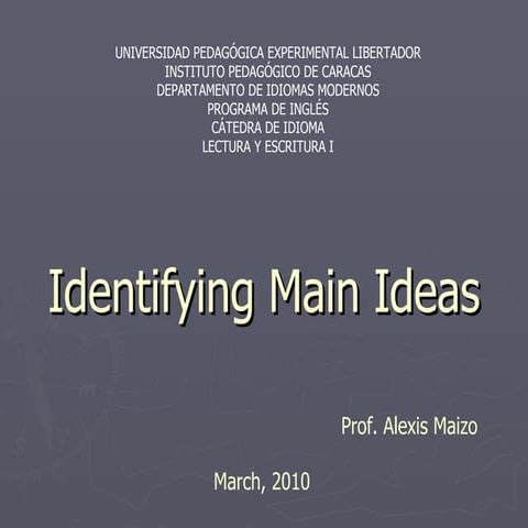 Identifying main ideas | PPT