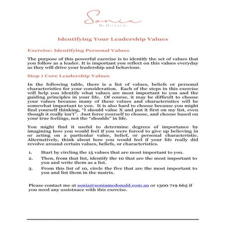 Personal Values Exercise 2019 | PDF