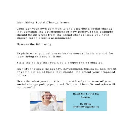 Identifying Social Change IssuesConsider your own community .docx