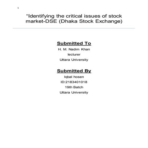 Identifying the critical issues of stock market | DOCX