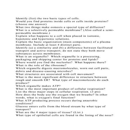 Cell bio review sheet | DOCX
