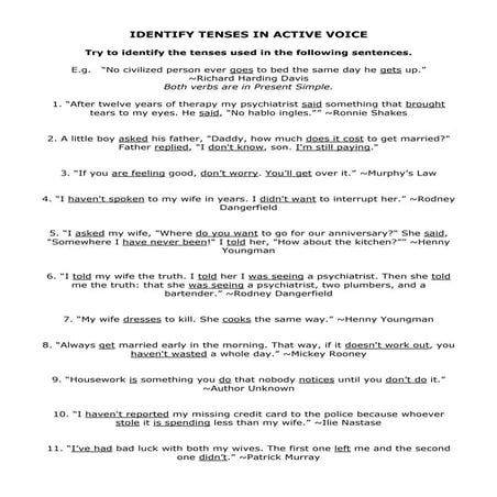 Identify Tenses in Active Voice | PDF