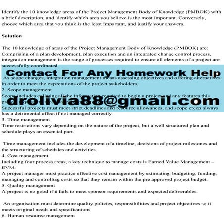 Identify the 10 knowledge areas of the Project Management Body of Kn.pdf