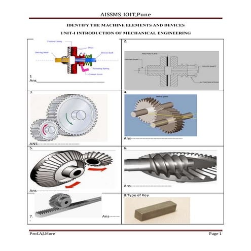 Identify the machine elements and devices | DOCX