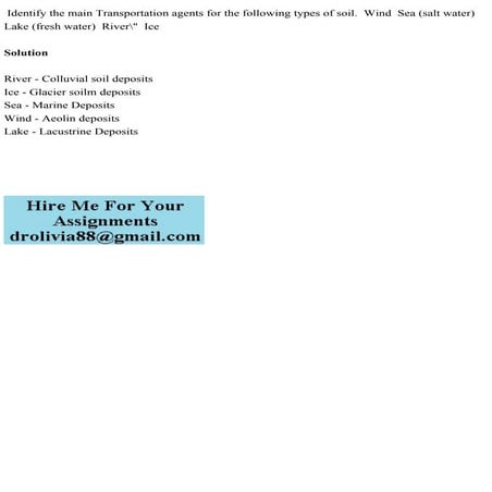 Identify the main Transportation agents for the following types of so.pdf