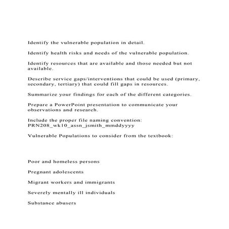 Identify the vulnerable population in detail.Identify heal.docx