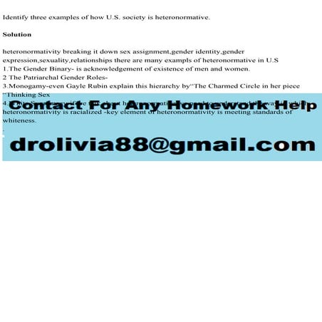 Identify three examples of how U.S. society is heteronormative.S.pdf