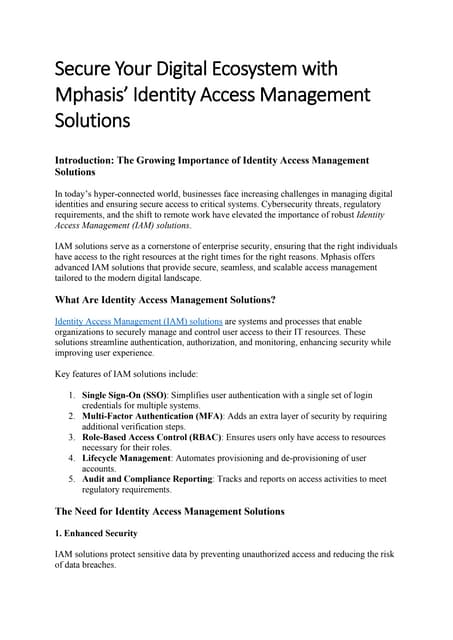 Identity and Access Management (IAM) | PPTX | Operating Systems ...