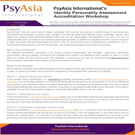 Psychometric assessment at work course bps level 1 & 2 | PDF