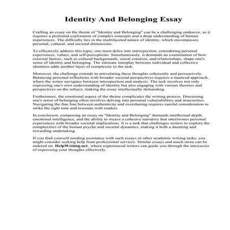 Identity And Belonging Essay.pdf