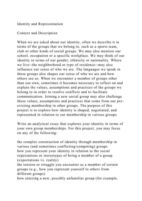 Identity And Representationcontext And Descriptionwhen We Ardocx