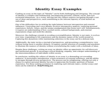 Identity Essay Examples. How to write an essay on my cultural identity ...