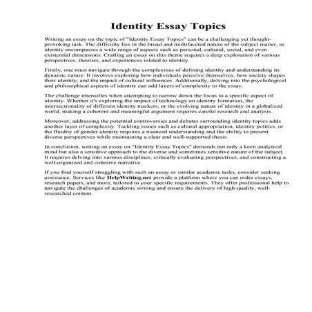 Identity Essay Topics. Personal Identity Essay Free Essay Example | PDF