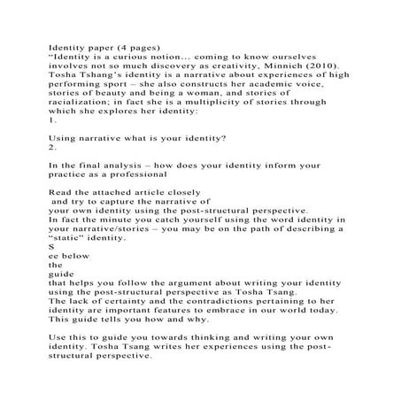 Identity paper (4 pages)Identity is a curious notion… coming to k.docx