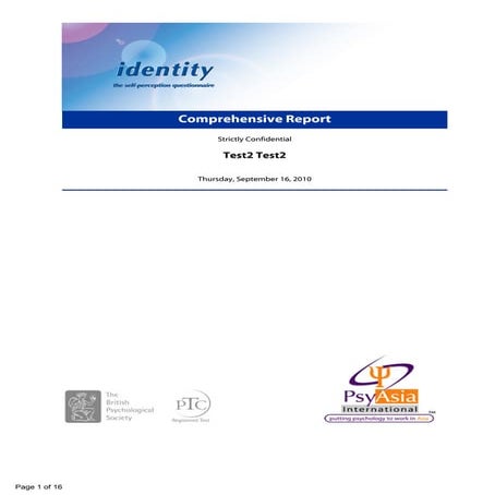 Identity Self-Perception Business Personality Questionnaire ...